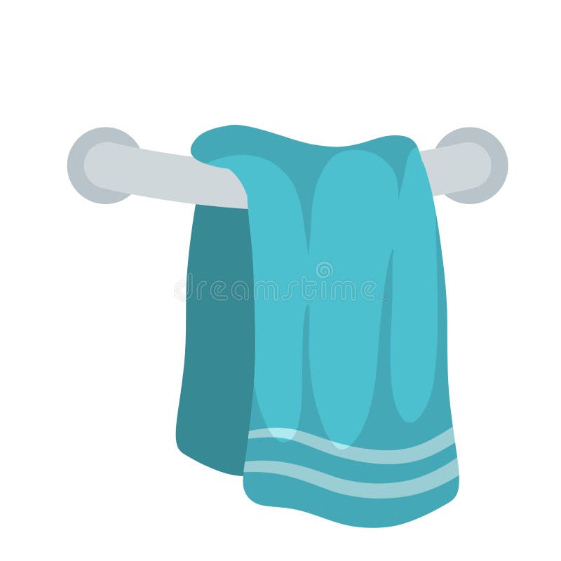 Blue Towel on Holder. Object on Wall Stock Vector - Illustration of ...