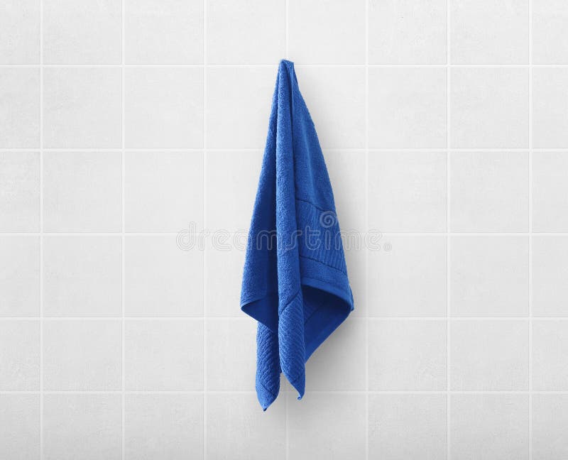 Blue Towels on Hanger in Toilet Bathroom Stock Photo - Image of color ...