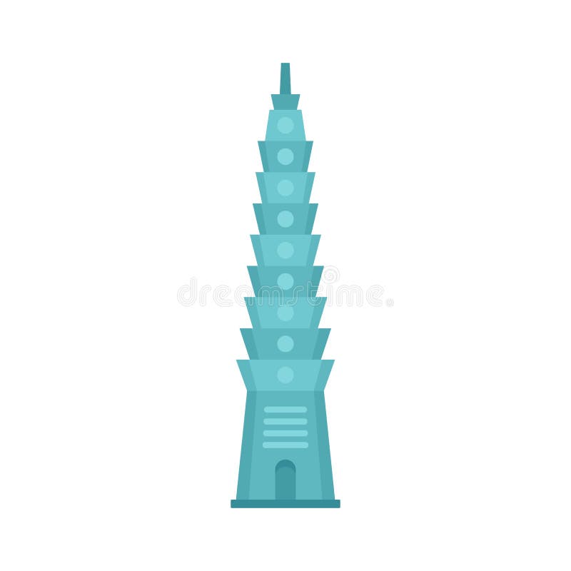 Blue Tower Icon, Flat Style Stock Vector - Illustration of skyline ...
