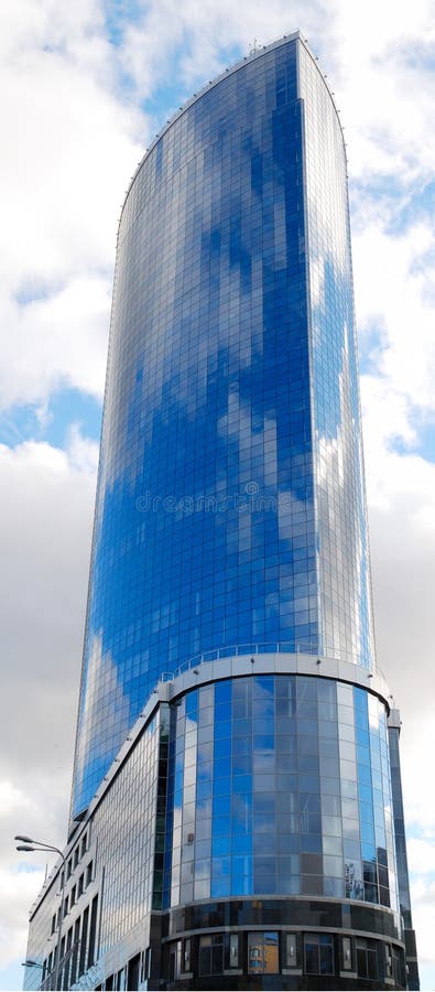 Blue Tower of Skyscraper Against the Cloudy Sky Stock Image - Image of ...