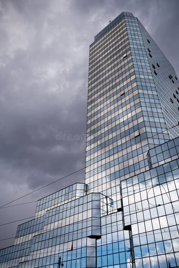 Blue Tower Skyscraper in Warsaw, Poland Stock Image - Image of gloomy ...