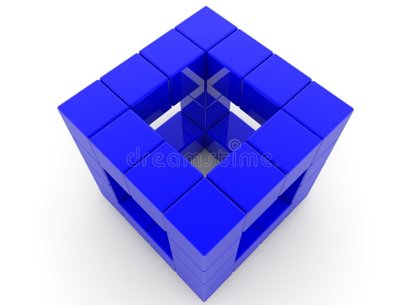 Blue Toy Blocks Stacked in an Abstract Construction Stock Illustration ...