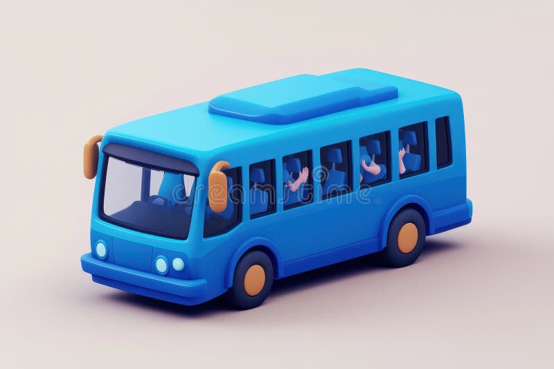 A Blue Toy Bus with Passengers Inside, Designed for Playful ...