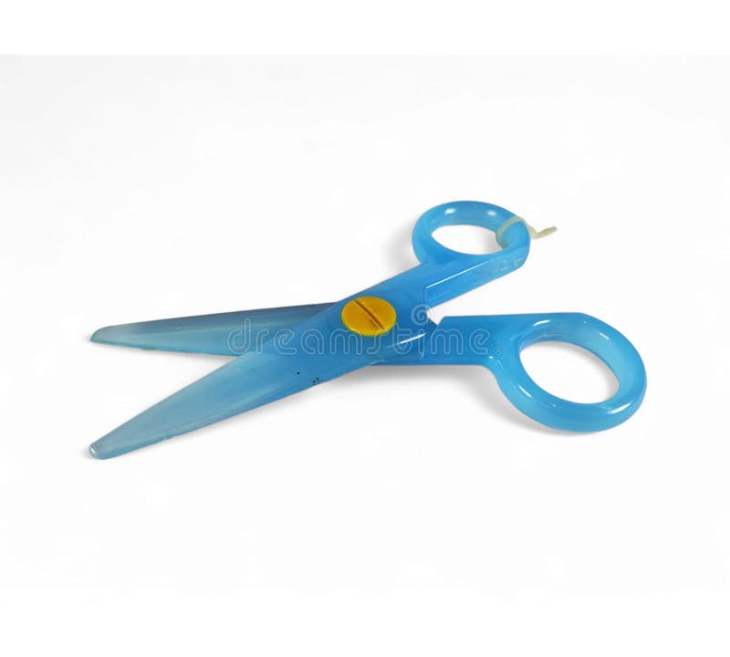 A Blue Toy Scissors Isolated on White Background Stock Image - Image of ...