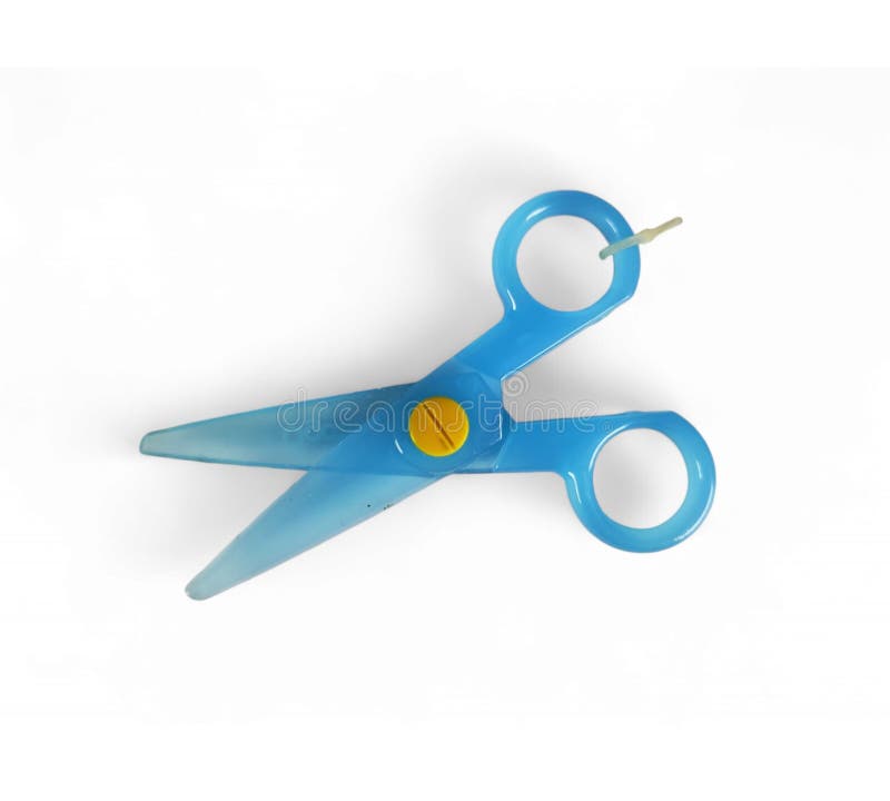 A Blue Toy Scissors Isolated on White Background Stock Image - Image of ...