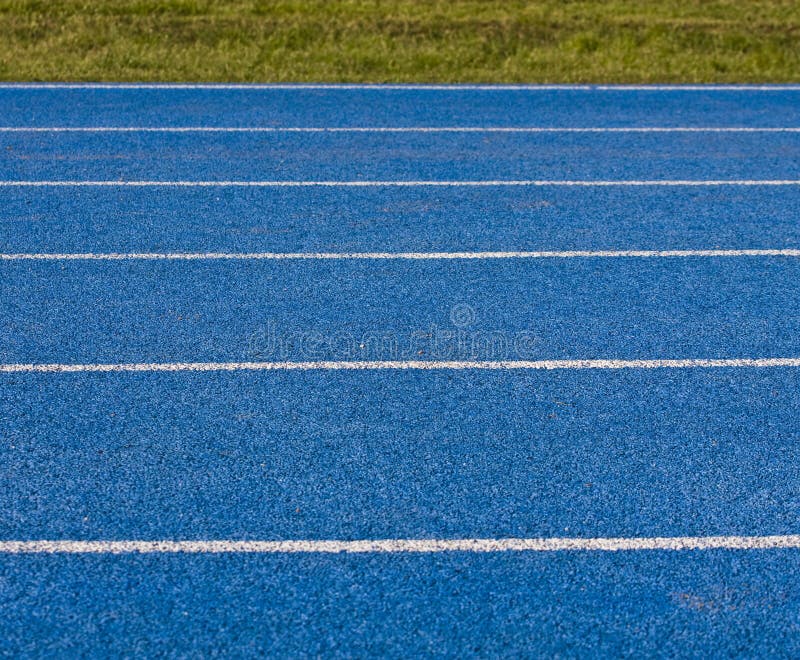 Blue Track White Stripes stock image. Image of event - 10137913