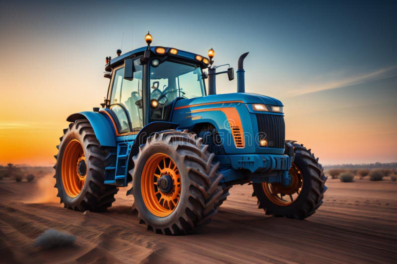 Blue Tractor in the Desert. Generative Ai Stock Illustration ...