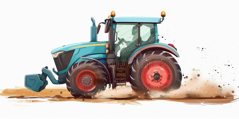 A Blue Tractor Driving through the Field. Created by Generative ...
