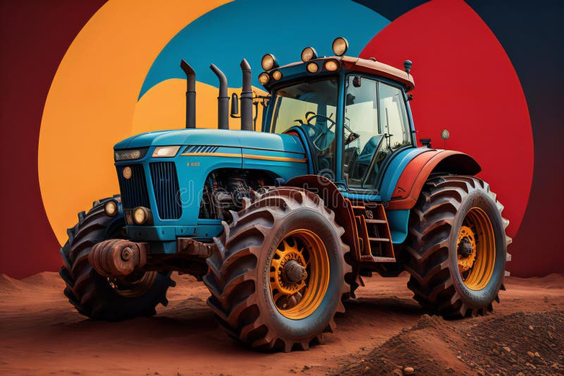 Blue Tractor on the Ground. Generative Ai Stock Illustration ...