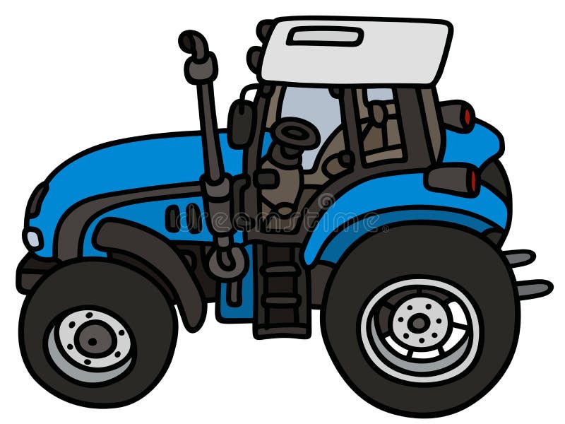 The Blue Tractor with a Plow Stock Vector - Illustration of motor ...