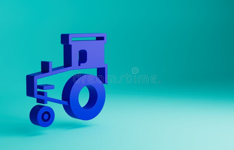 Blue Tractor Icon Isolated on Blue Background. Minimalism Concept Stock ...