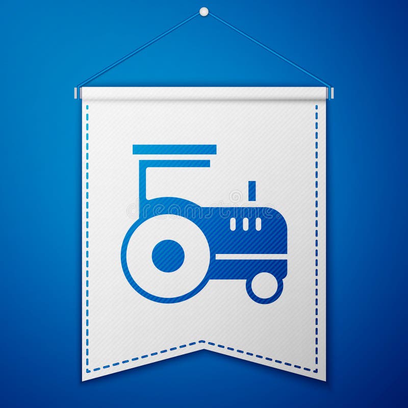 Blue Tractor Icon Isolated on Blue Background. White Pennant Template ...