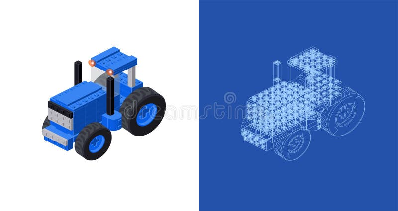 Blue Tractor Project for Print and Decoration. Vector Clipart. Stock ...