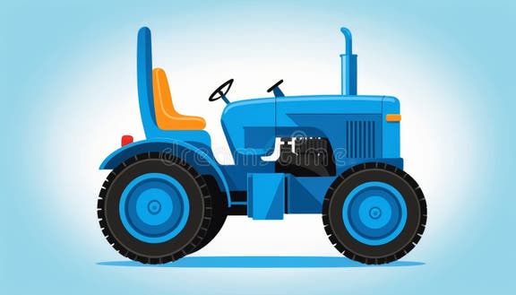 Blue Tractor Side View on Light Background Stock Image - Image of ...