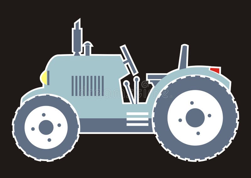 Blue tractor stock vector. Illustration of contour, garden - 81135337