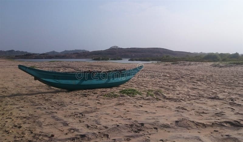 Blue Traditional Fisher Boat on the Beach Stock Photo - Image of beach ...
