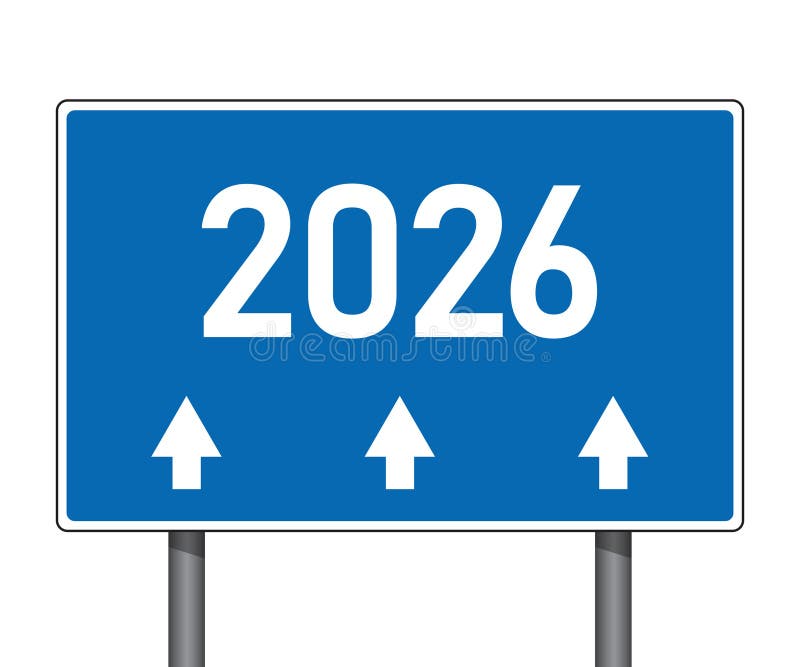 Blue Traffic Sign Direction 2026 Isolated Stock Illustration ...