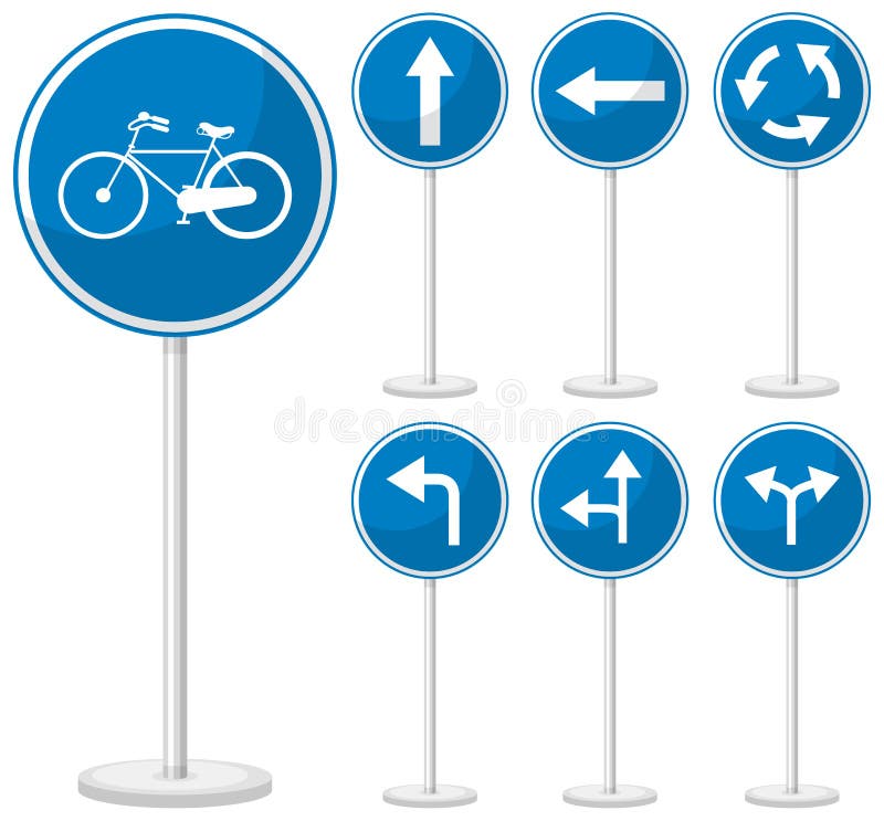 Blue Traffic Sign on White Background Stock Vector - Illustration of ...