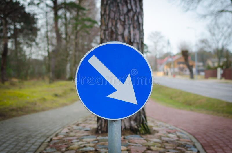 Blue traffic sign stock image. Image of directional, outdoors - 79843787