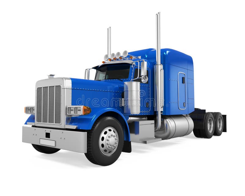 Blue Trailer Truck Isolated Stock Illustration - Illustration of ...