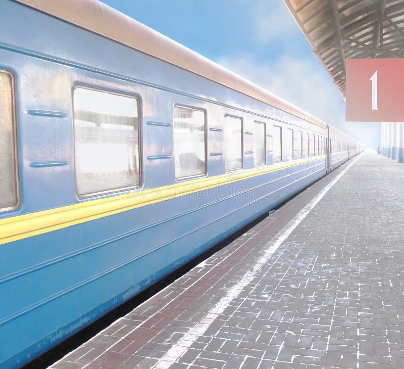 Blue train stock photo. Image of stand, railway, platform - 12237394