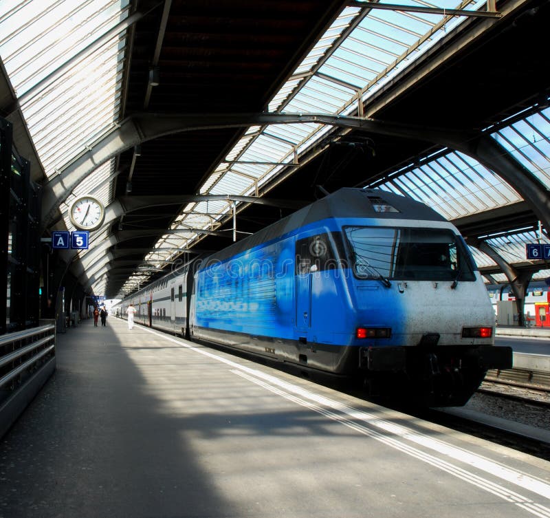 Blue train stock photo. Image of railway, perspective - 2677366