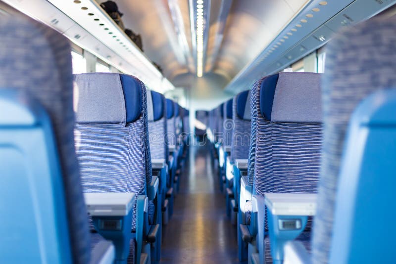 Blue train interior stock photo. Image of chair, corridor - 42766282