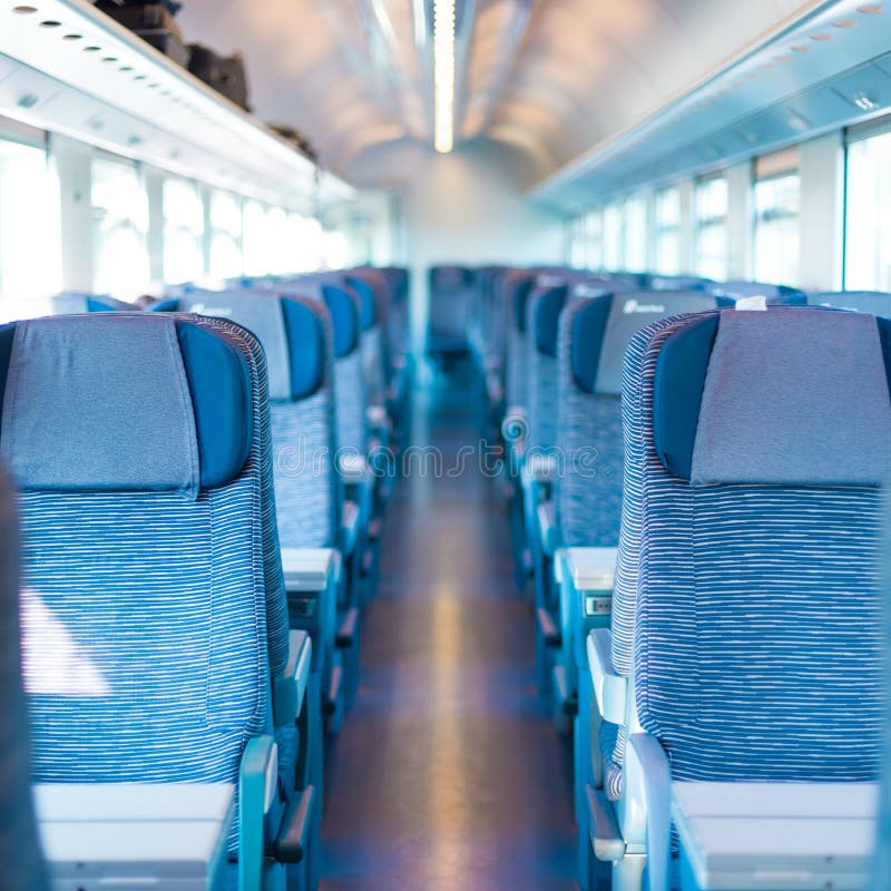 Blue train interior stock image. Image of indoors, public - 42766303