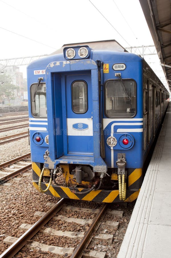 Blue Train on Railway in Taiwan Editorial Photography - Image of misty ...