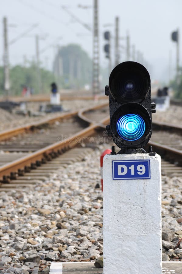 Blue train signal stock image. Image of pass, profile - 20174629