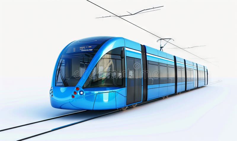 A Blue Train is Traveling Down the Tracks Stock Photo - Image of travel ...