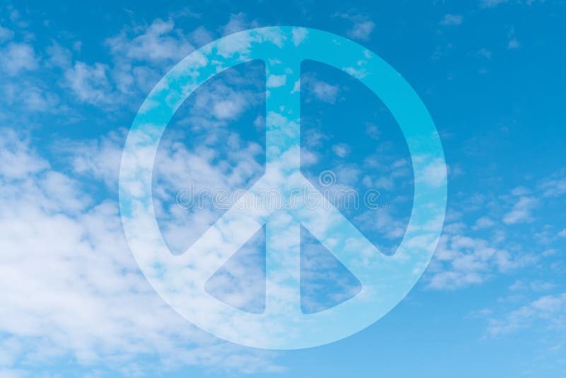Blue Tranquil Sky with Peace Sign Appearing on it. World Peace Concept ...