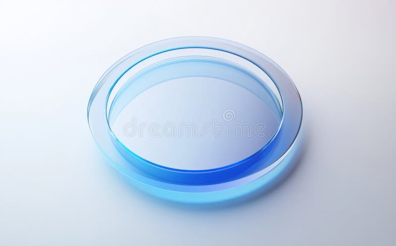 Blue Translucent Circular Glass Design on White Background Stock Image ...