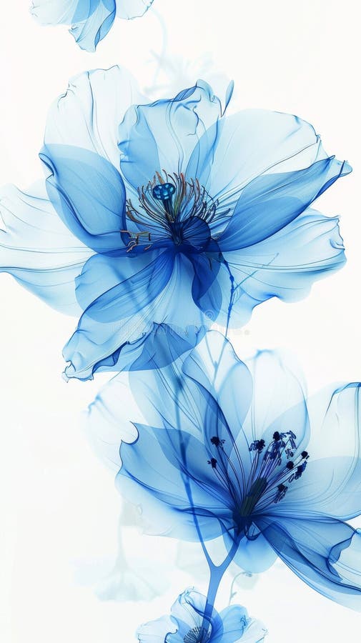 Blue Translucent Flowers with X-ray Effect Stock Image - Image of ...