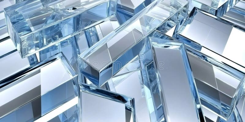 Blue Translucent Glass Rectangles Overlapping, Creating Sleek Geometric ...