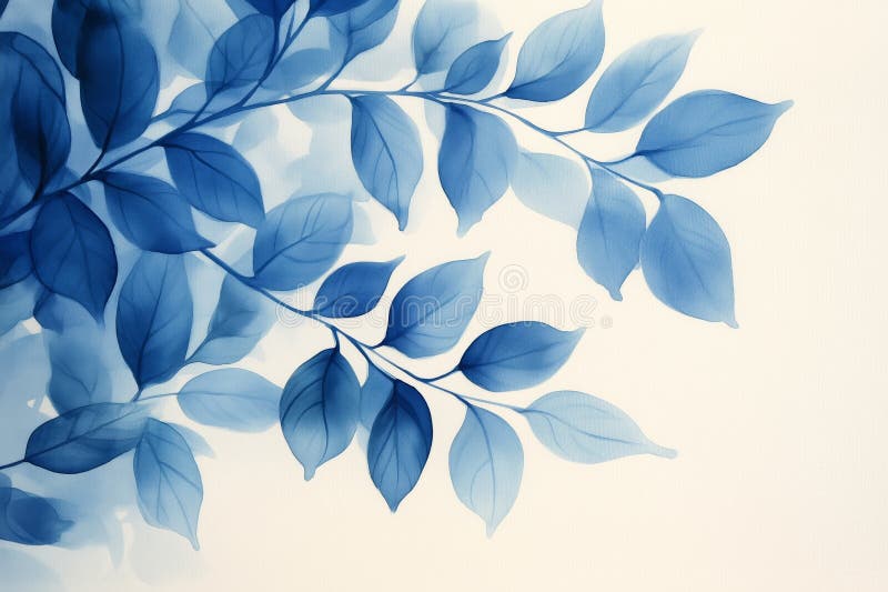 Blue Translucent Leaves with Delicate Patterns Against a Light ...