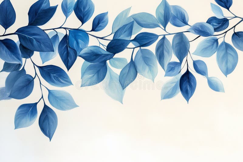 Blue Translucent Leaves with Delicate Patterns Against a Light ...