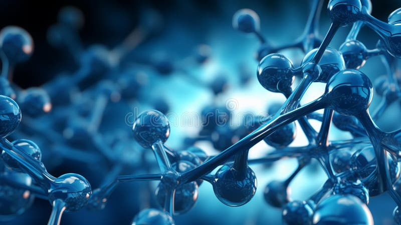 Blue Translucent Molecular Structure on Dark Blue Background Generated ...