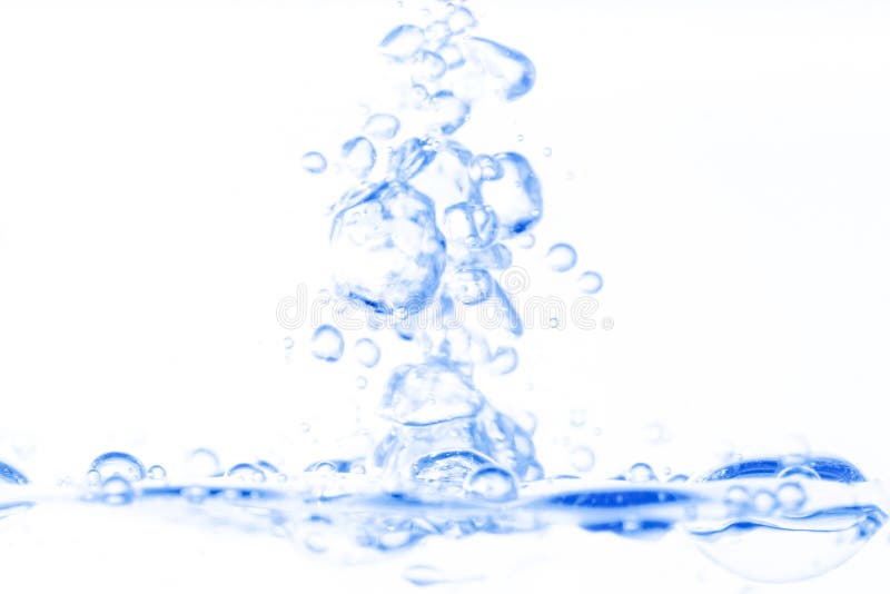 Blue Transparent Aqua Water Splash with Bubbles on White Clean ...
