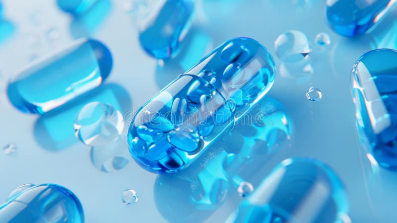 Blue transparent capsule stock illustration. Illustration of detail ...