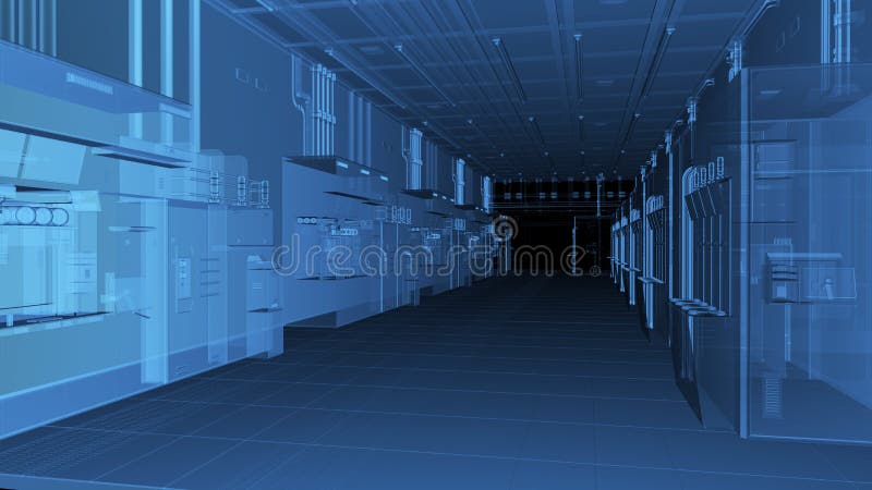 Blue Transparent Futuristic Semiconductor Manufacturing Factory or ...