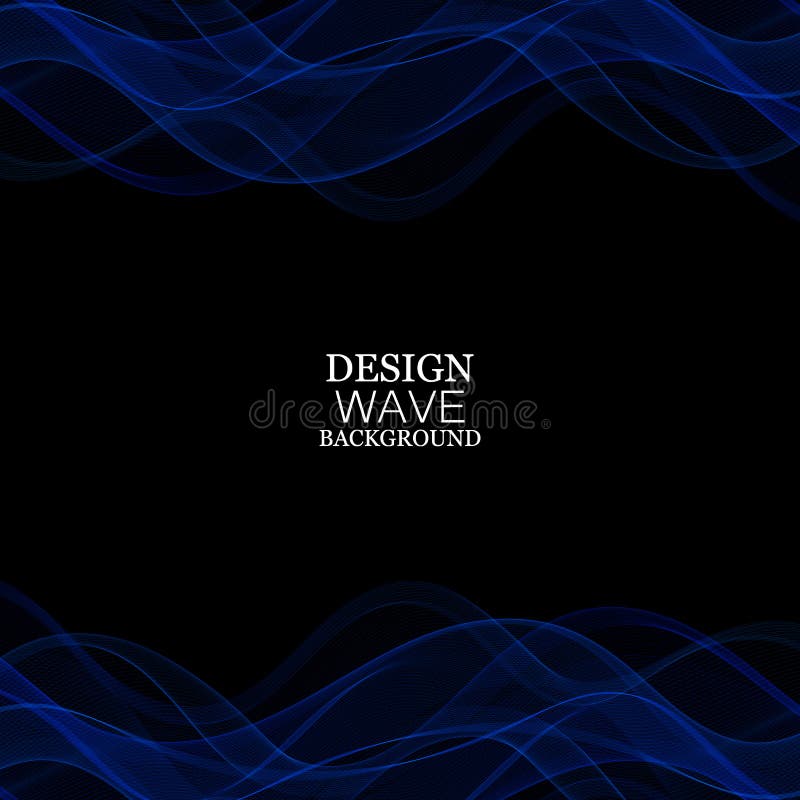 Blue Transparent Glowing Wave Stream, Abstract Black Background Stock ...