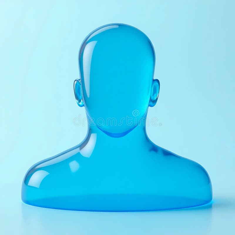 Blue Transparent Human Bust. Modern Minimalistic Art. Stock ...