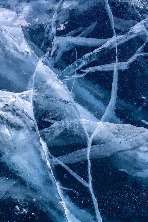 Blue Transparent Ice with Deep Cracks. Stock Image - Image of natural ...