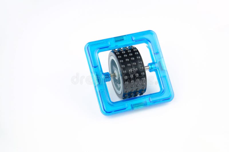 Blue Transparent Magnet Square with Black Wheel Inside (constructor for ...