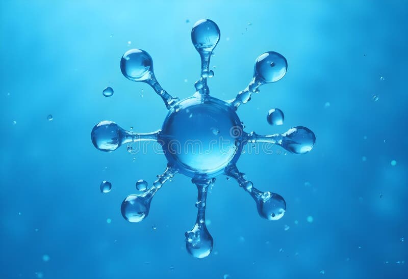 Blue Transparent Molecule Model Floating in Water, Showcasing Its ...