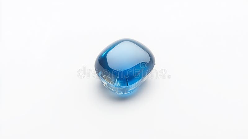Blue Transparent Object with Smooth Glossy Finish on White Isolated ...