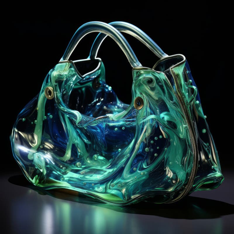 A Blue Transparent Purse of Unique Design on Black Background ...