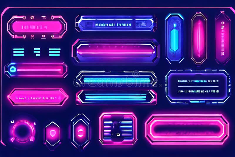 Blue Transparent Screens on Dark Blue Background in the Style of HUD ...