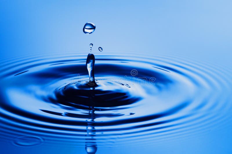 Blue Transparent Water Drop Splash with Bubble Realistic with Blue ...